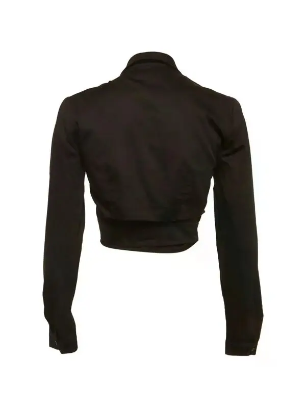424 Cotton Cropped Wrap Top With Notched Collar