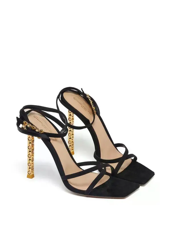 GIANVITO ROSSI Suede Crystal Embellished Sandals