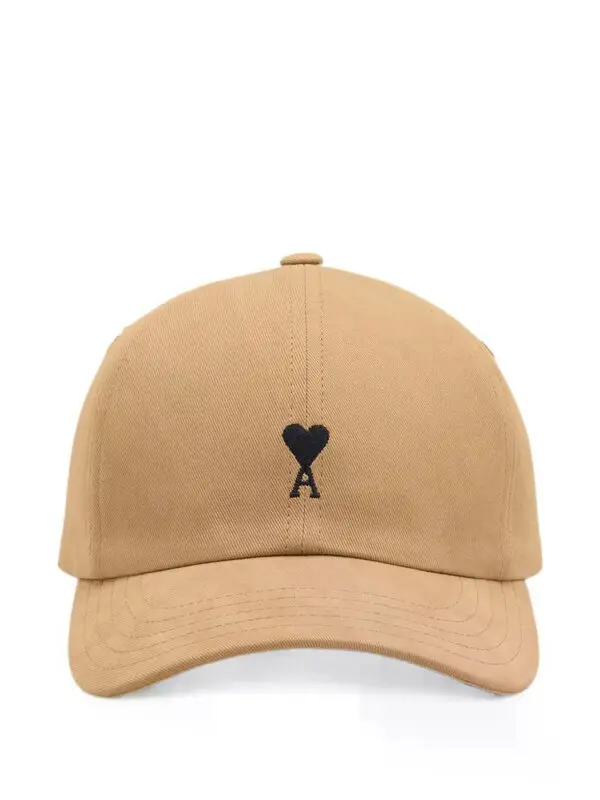 AMI Paris Cotton Cap With De Coeur Embroidery - Neutrals