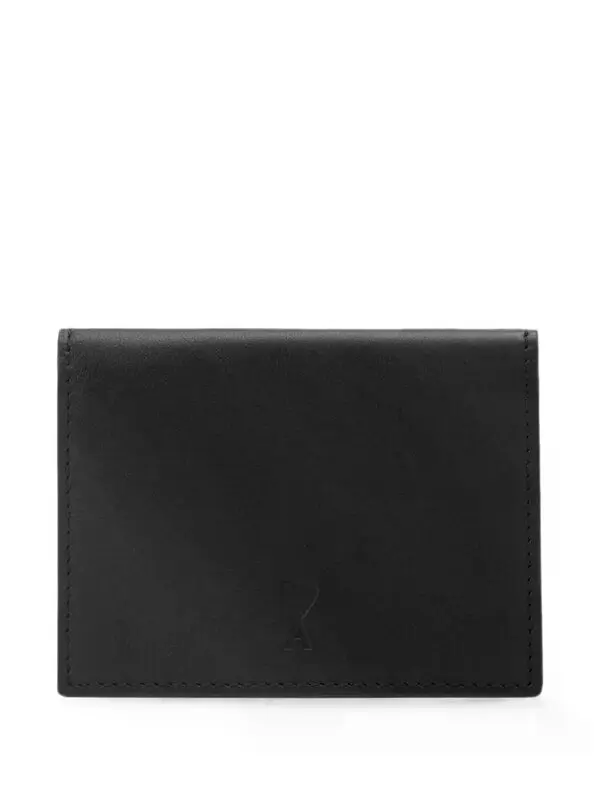 AMI Paris Cowhide-leather Tri-fold Wallet With De Coeur - Black