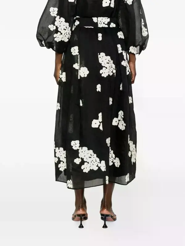 MOUTAKI Embroidered A-line Midi Skirt