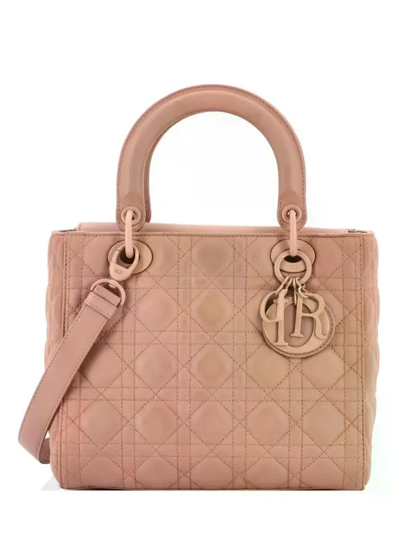 Dior Lady Bag Cannage Quilt Calfskin Satchel - Neutrals