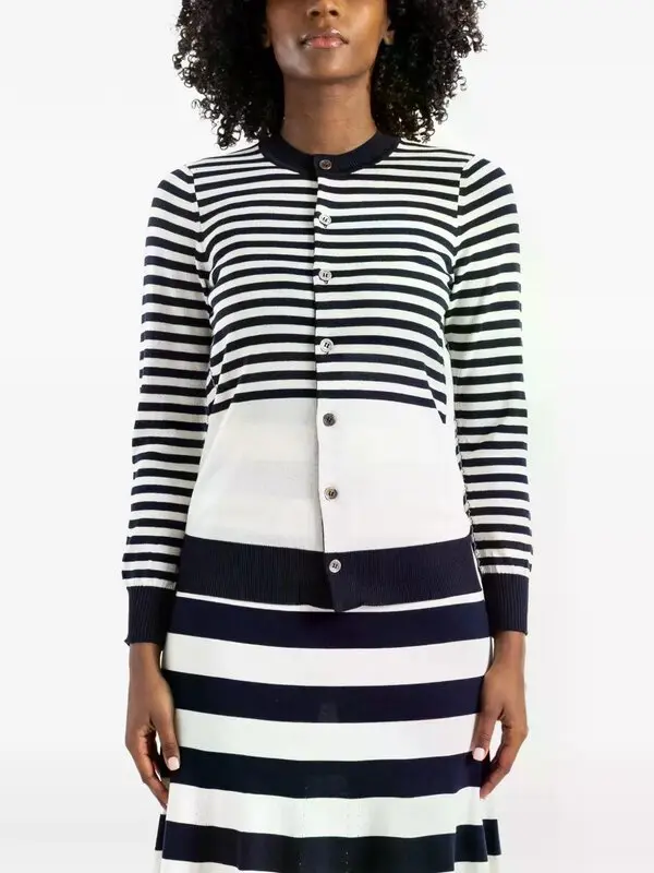 Junya Watanabe Striped Round Neck Cardigan