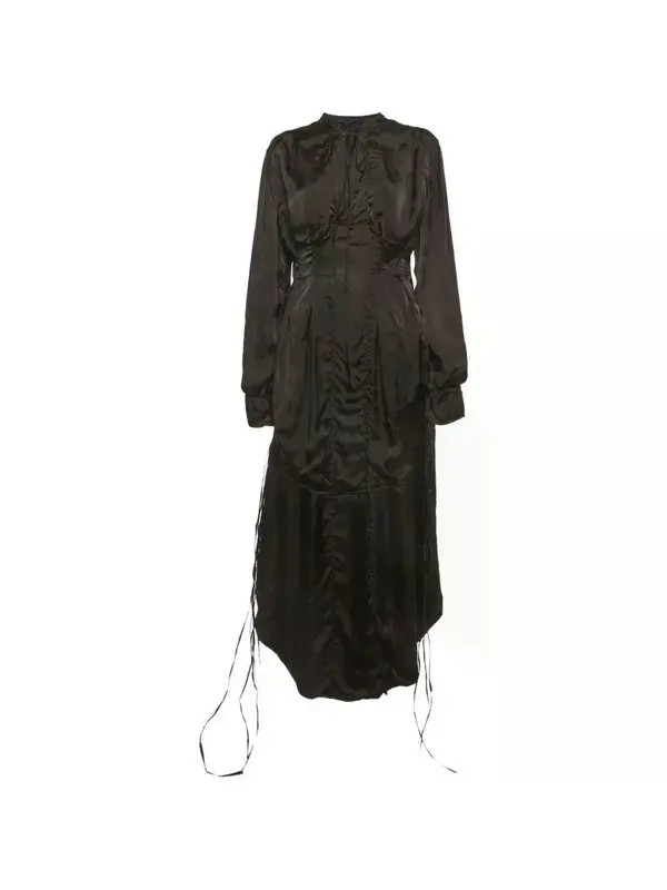 JIL SANDER Pleated Satin Maxi Dress - Black