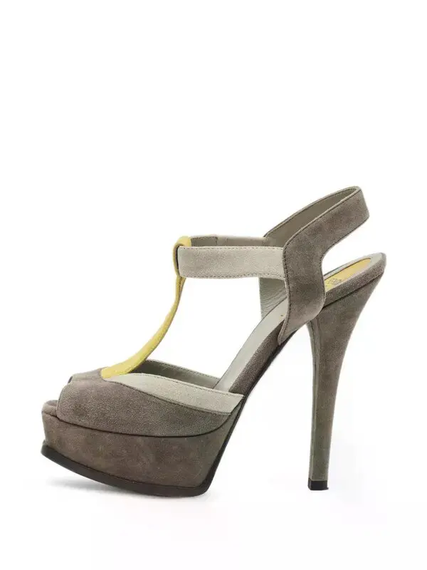Fendi Calf Suede Platform Sandals - Grey