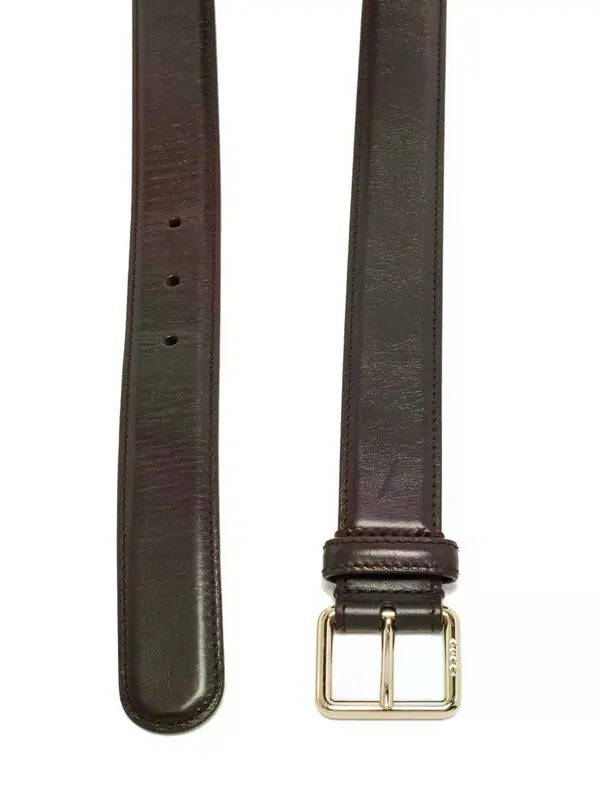 Gucci Leather Belt With Gold-tone Buckle
