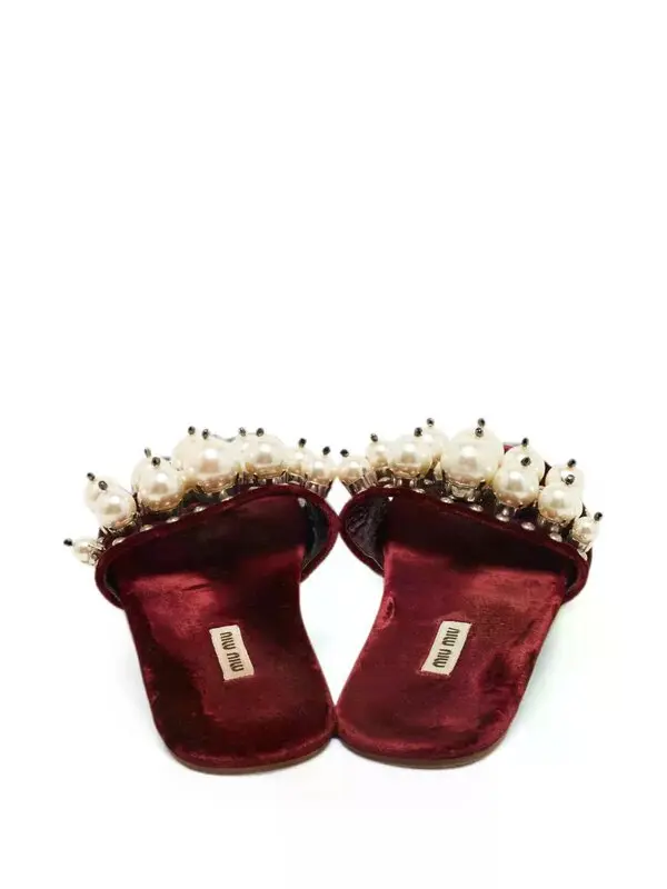 Miu Miu Embellished Velvet Slide Sandals