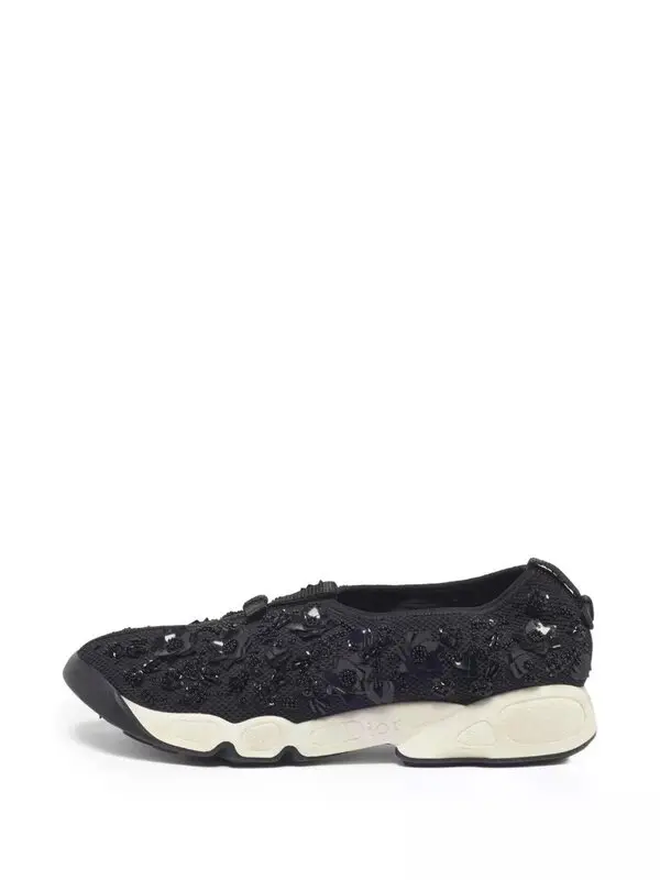 Dior Fusion Embellished Mesh Slip-on Sneakers - Black