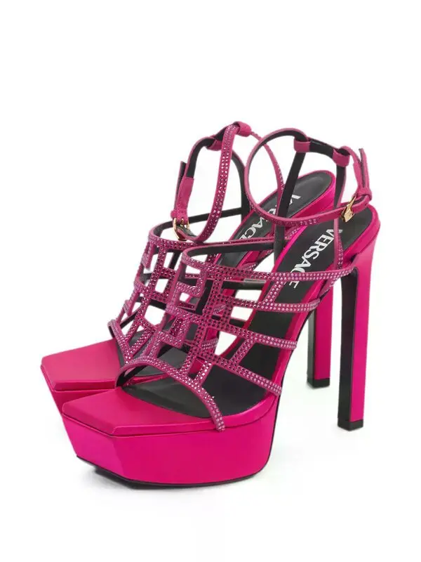 Versace Square-toe Sandals With Crystal Embellishments