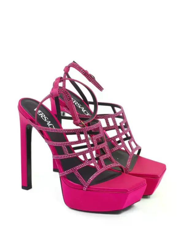 Versace Square-toe Sandals With Crystal Embellishments