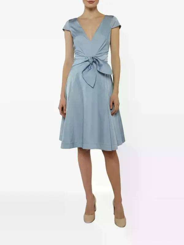 Roberto Cavalli Satin A-line Midi Dress With Bow Detail - Blue