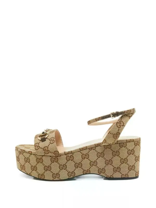 Gucci Gg Pattern Horsebit Sandals