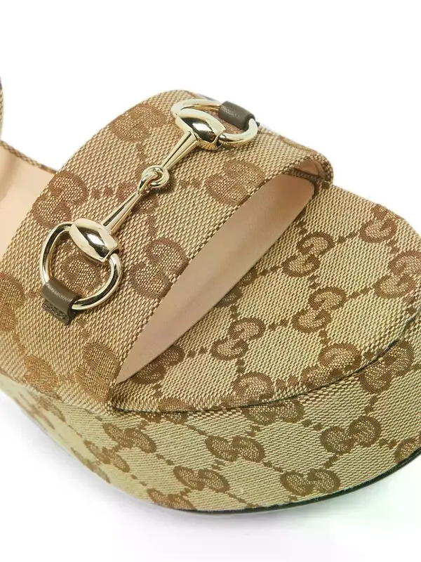Gucci Gg Pattern Horsebit Sandals