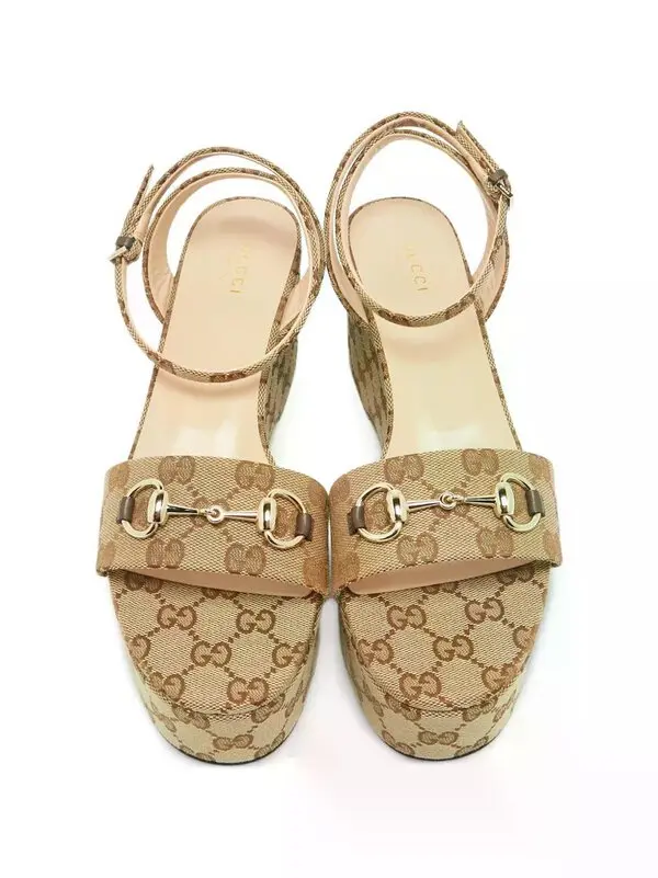 Gucci Gg Pattern Horsebit Sandals