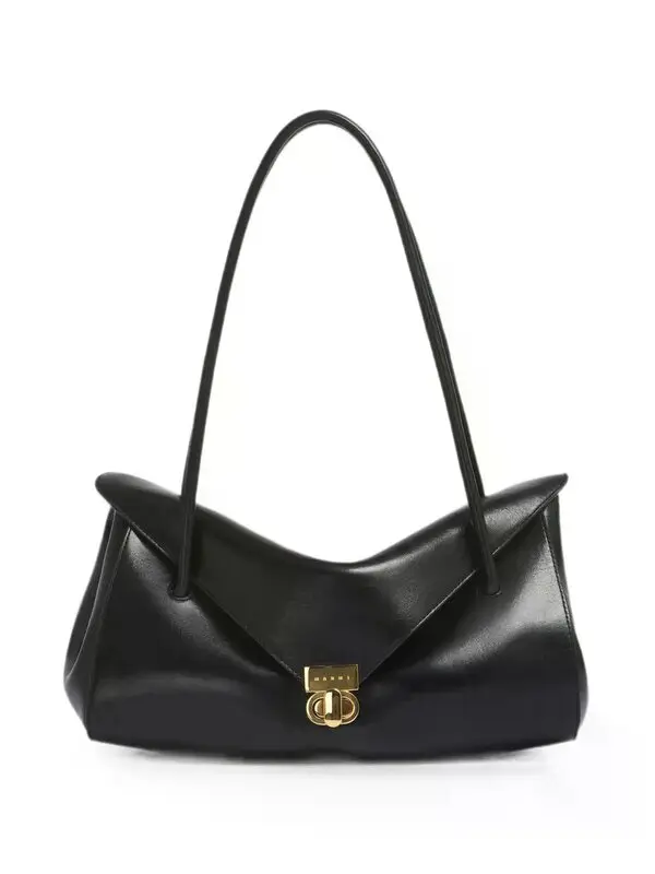 Marni Calfskin Leather East/west Shoulder Bag - Black
