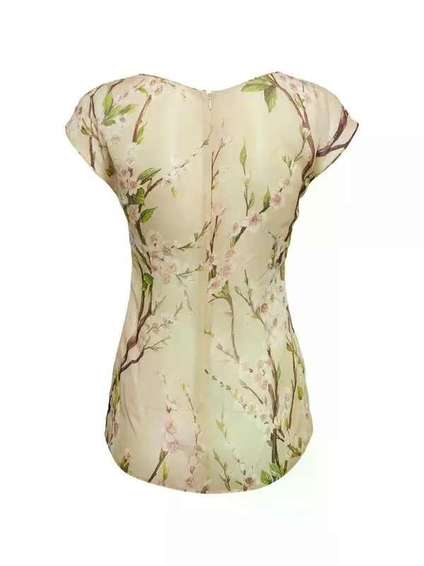 Dolce & Gabbana Beige Floral Print Chiffon Blouse - Neutrals