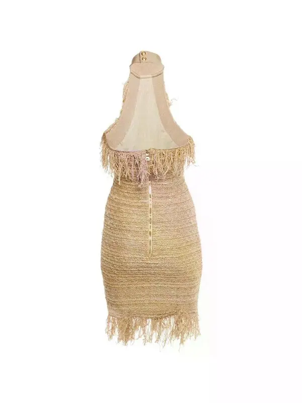 Balmain Fringed Halterneck Mini Dress