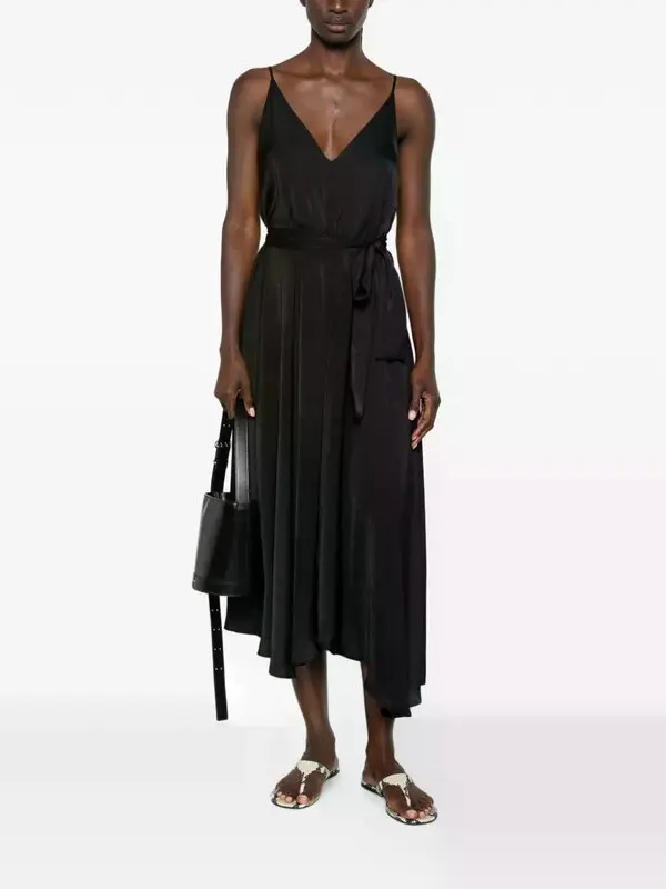 MOUTAKI V-neck Belted Asymmetric Midi Dress