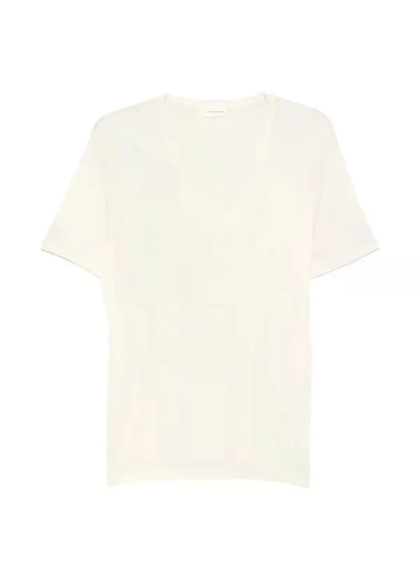 BY MALENE BIRGER Cream V-neck T-shirt - Neutrals