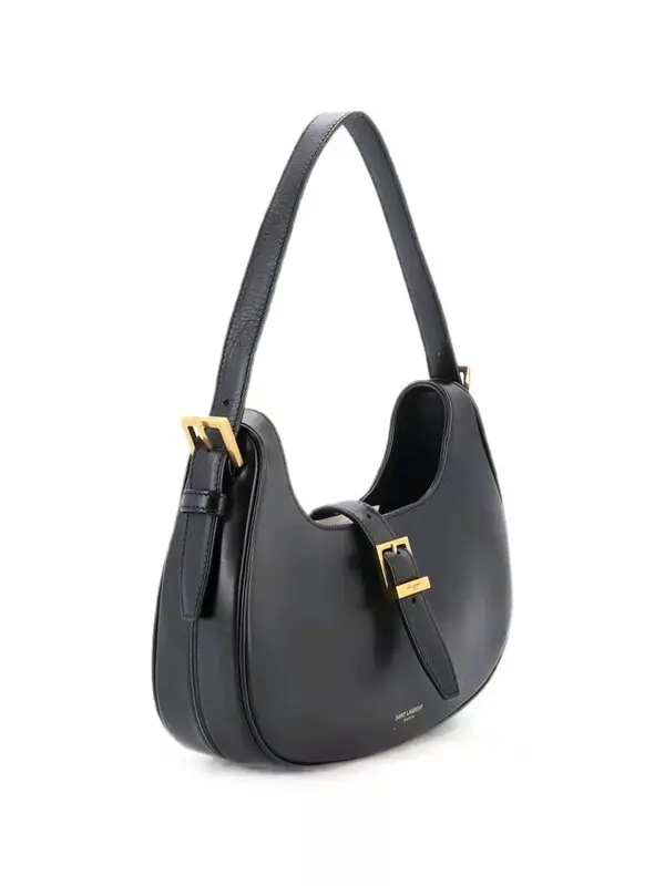Saint Laurent Le Fermoir Hobo Bag In Shiny Leather - Black