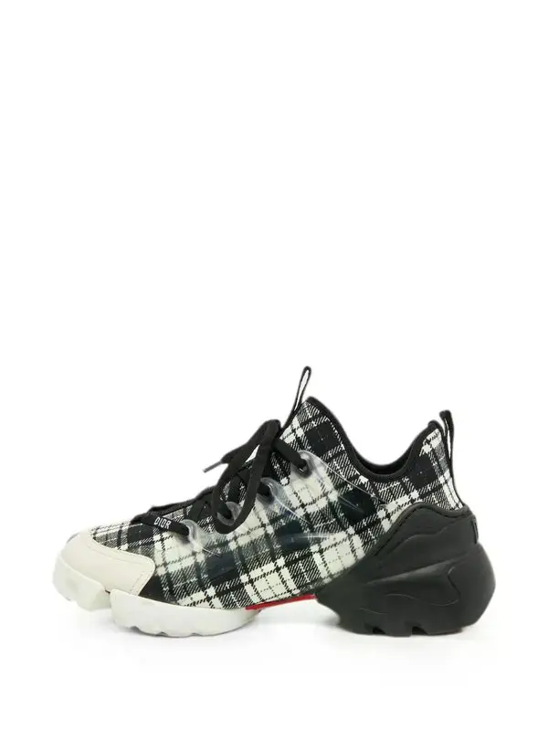 Dior D-connect Checked Lace-up Sneakers - Black