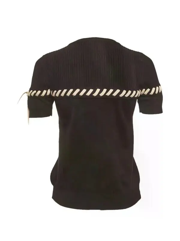 Fendi Ribbed-knit Lace-up T-shirt