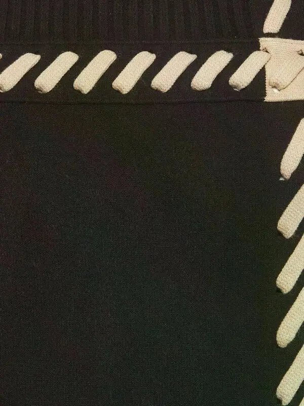 Fendi Ribbed-knit Lace-up T-shirt