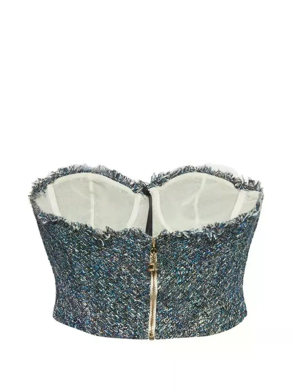 Elisabetta Franchi Embroidered Tweed Bustier Top