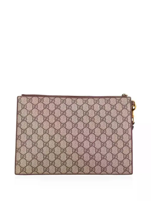 Gucci Gg Coated Canvas Applique Clutch Bag - Brown