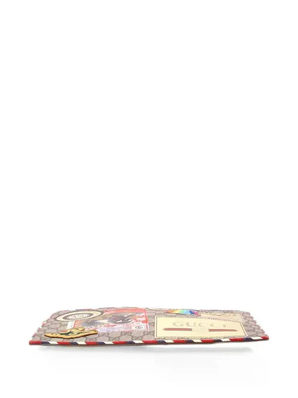 Gucci Gg Coated Canvas Applique Clutch Bag