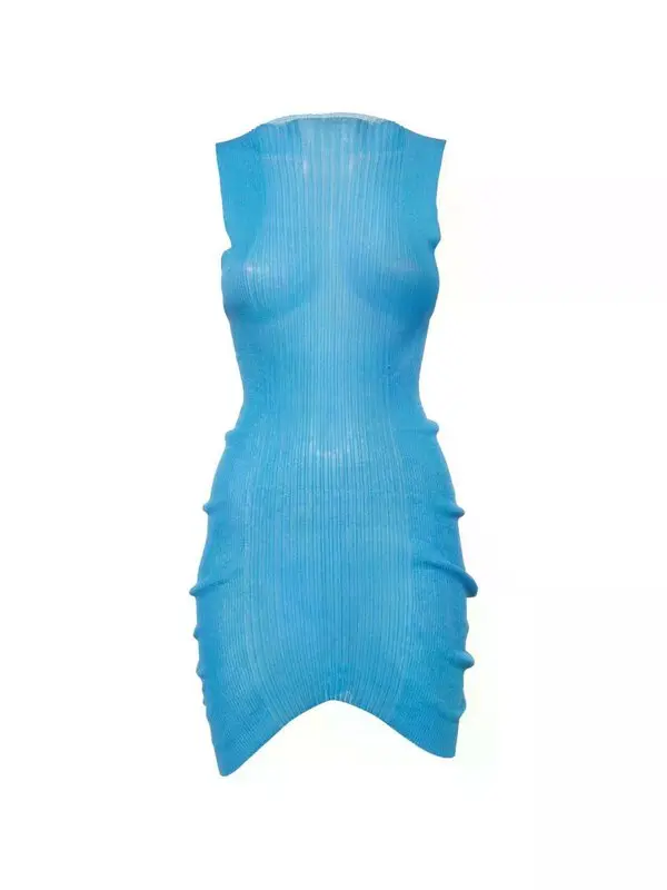 Bottega Veneta Ribbed Knit Sleeveless Dress - Blue