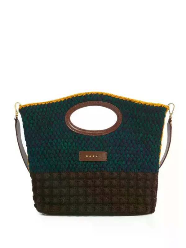 Marni Brown Wool Crochet Clutch