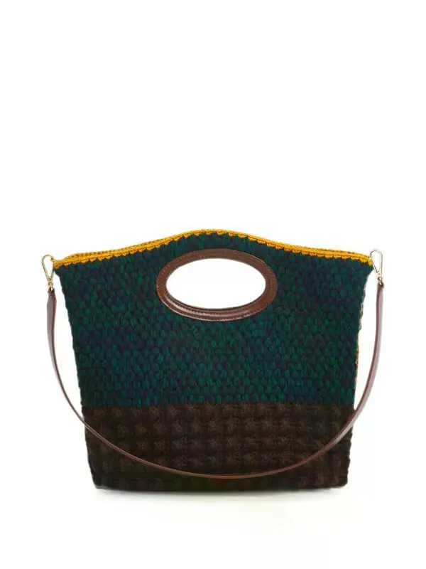 Marni Brown Wool Crochet Clutch