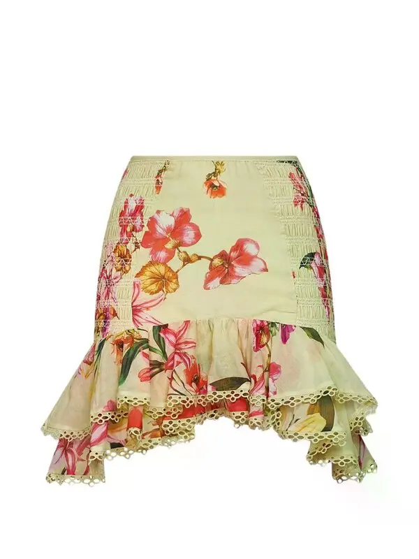 Charo Ruiz Ibiza Floral-print Ruffled Skirt - Neutrals