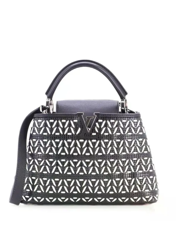 LOUIS VUITTON Capucines Bb Woven Leather Satchel - Black