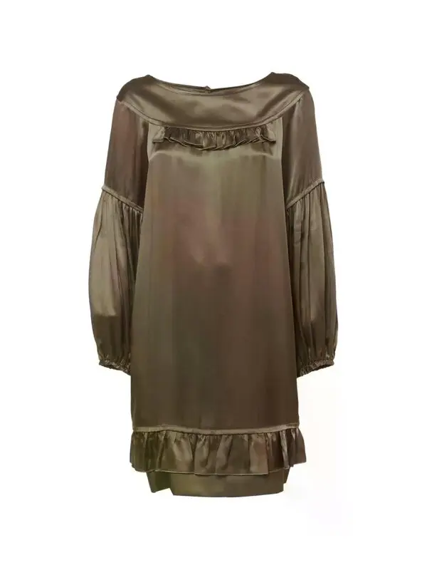 Stella McCartney Ruffled Satin Mini Dress - Brown