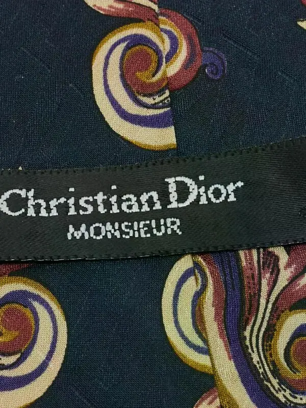 Dior Monsieur Abstract Print Silk Jacquard Neck Tie - Blue