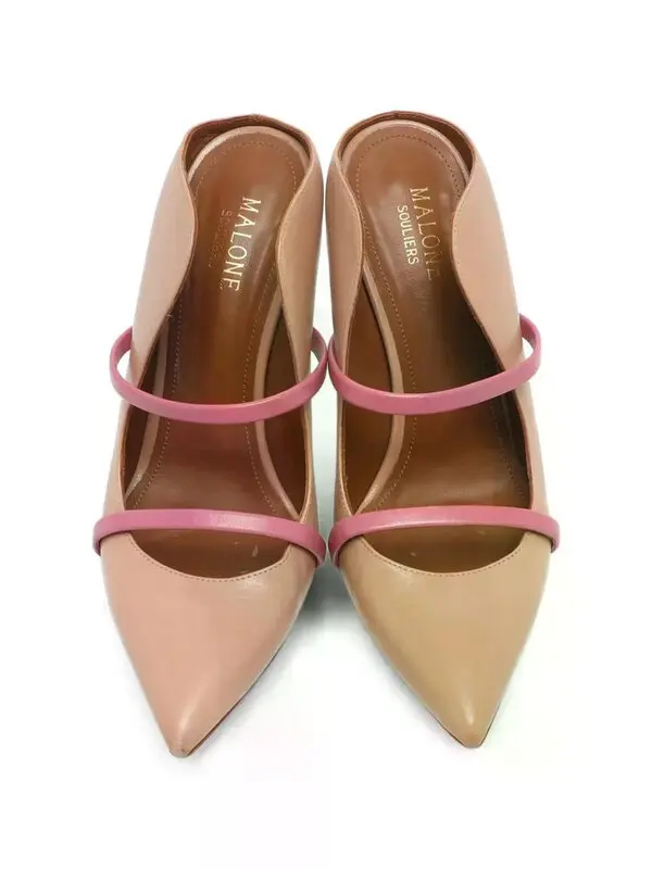MALONE SOULIERS Maureen Curved Vamp Mules In Beige Leather