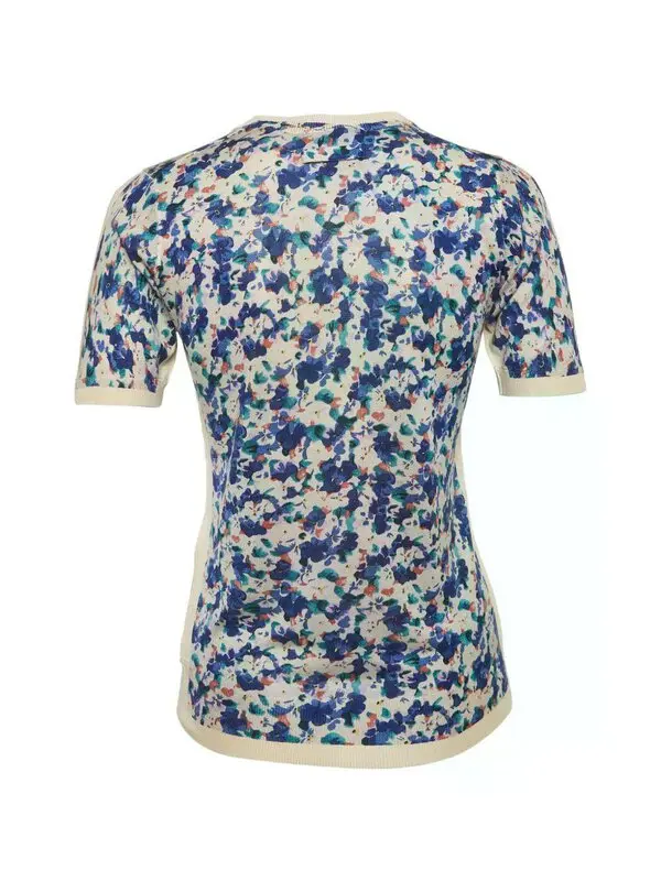 Dolce & Gabbana Cream Silk Floral Print T-shirt - Neutrals