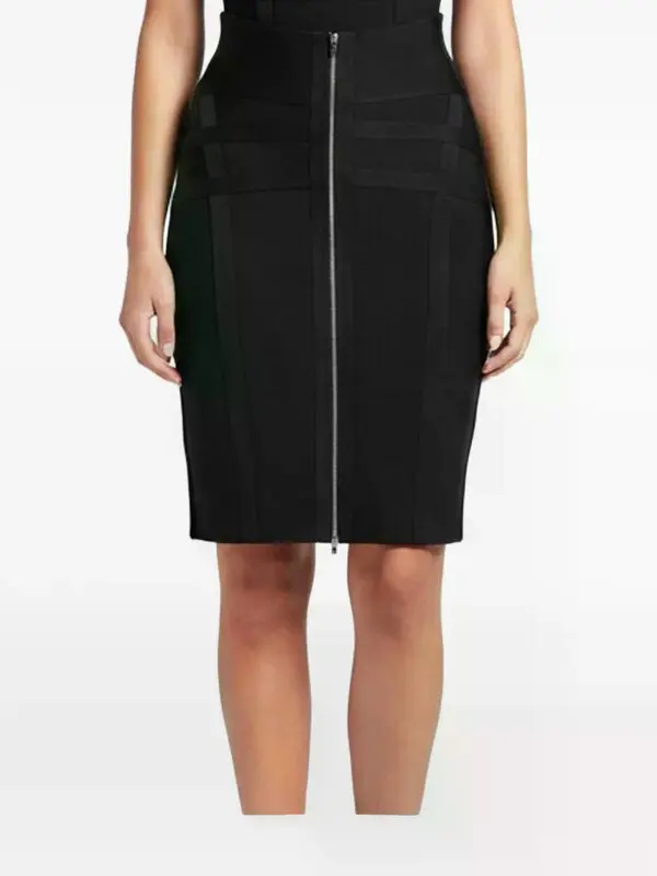 Herve Leger Bandage-style Front-zip Mini Skirt - Black