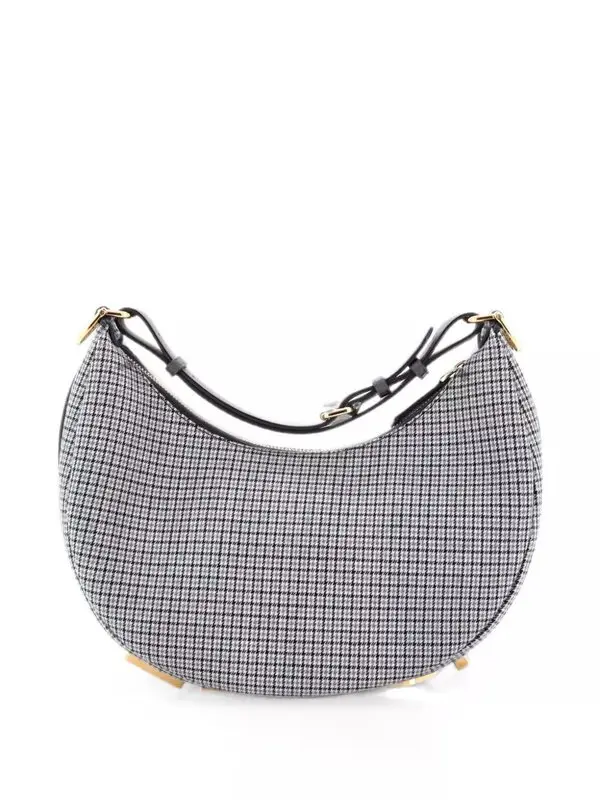 Fendi Houndstooth Wool Small Hobo Bag - Grey