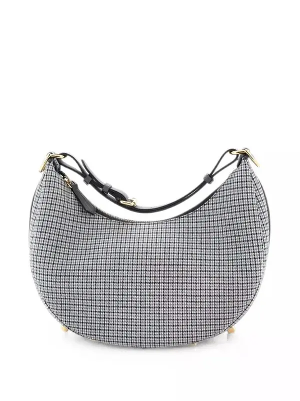 Fendi Houndstooth Wool Small Hobo Bag