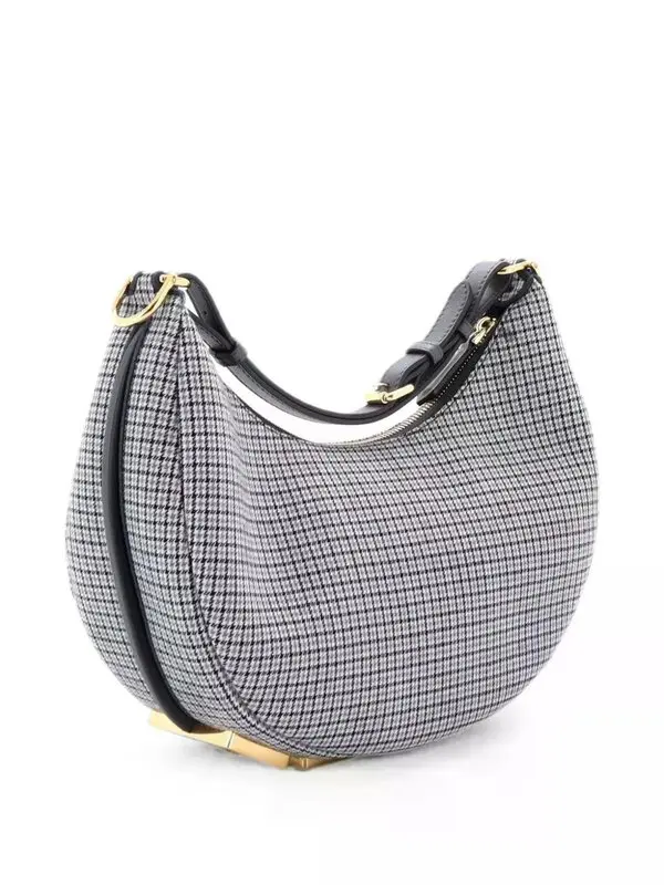 Fendi Houndstooth Wool Small Hobo Bag