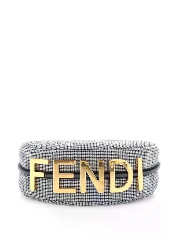 Fendi Houndstooth Wool Small Hobo Bag