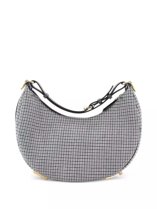 Fendi Houndstooth Wool Small Hobo Bag - Grey