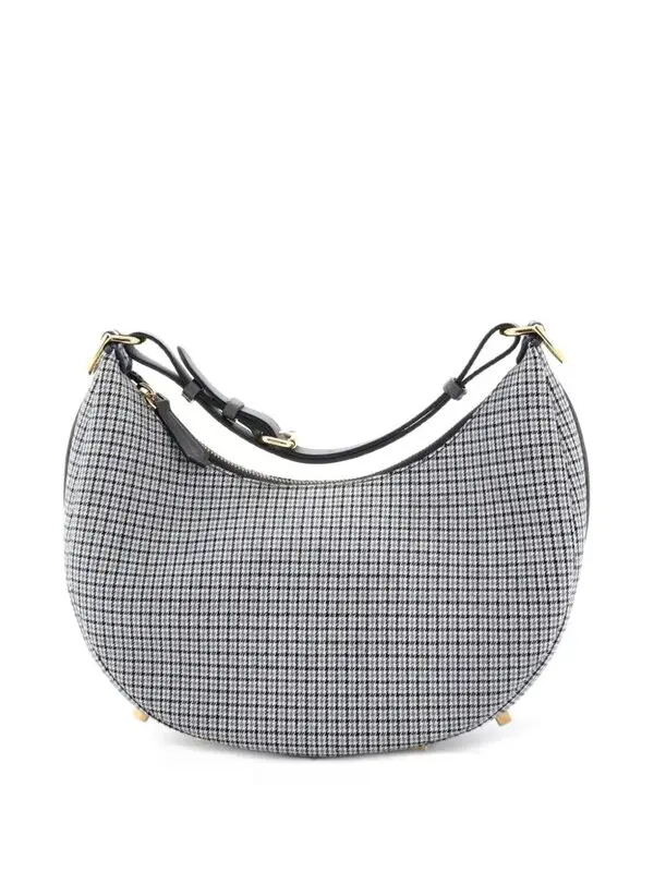 Fendi Houndstooth Wool Small Hobo Bag