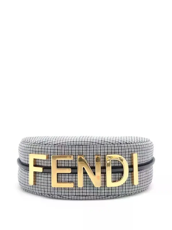 Fendi Houndstooth Wool Small Hobo Bag