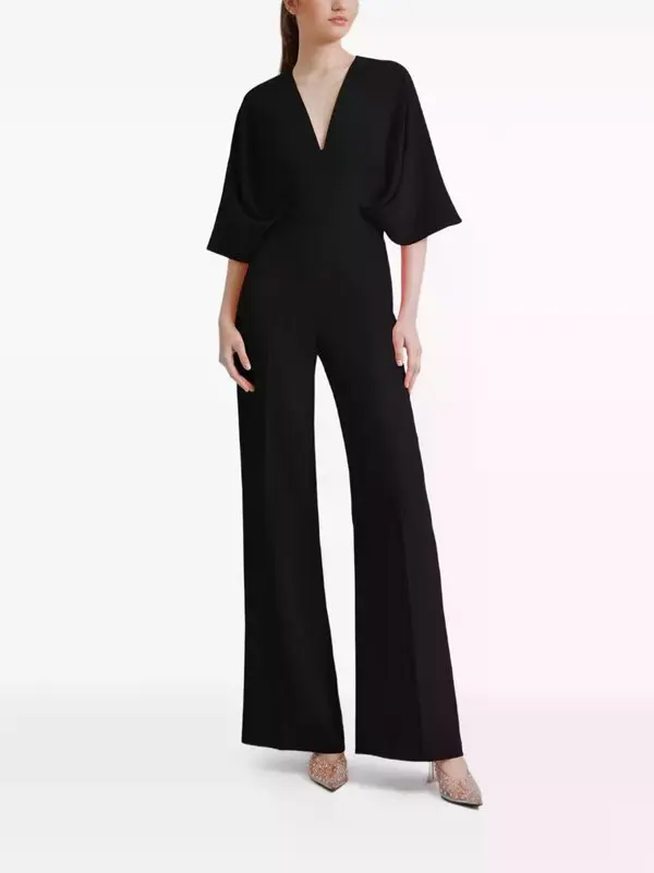 GEMY MAALOUF Crepe V-neck Cape Sleeve Jumpsuit