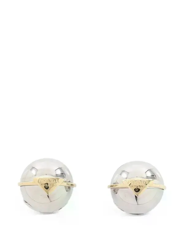 Prada Tone Triangle Logo Earrings - Silver