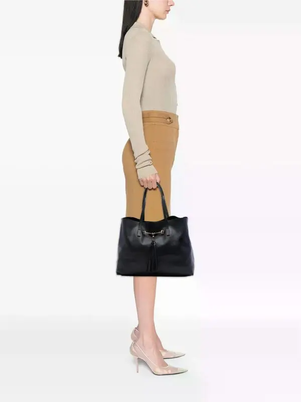 Gucci Calfskin Park Avenue Horsebit Tote Bag - Black